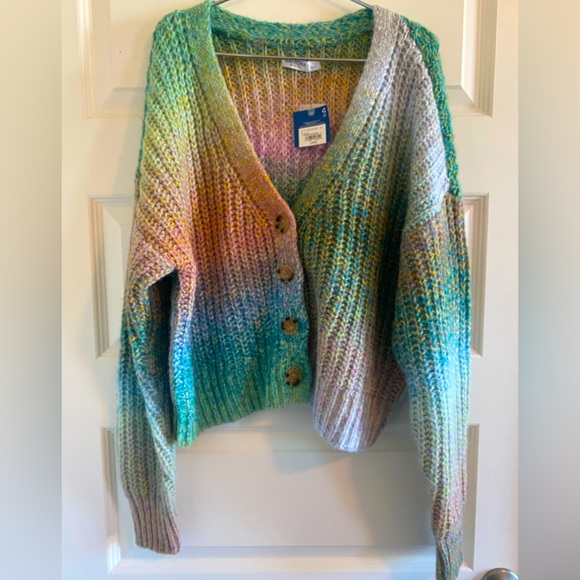 Arizona Jean Company | Sweaters | Nwt Rainbow Spacedye Cardigan | Poshmark
